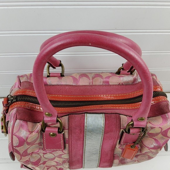 Coach | Bags | Coach Signature 286 Metallic Detail Satchel Handbag ...